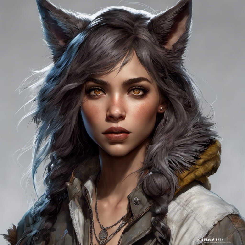 gorgeous werewolf girl portrait - AI Generated Artwork - NightCafe Creator