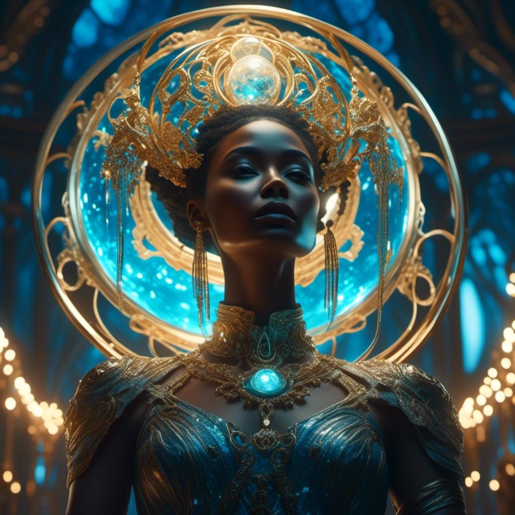 Craft a mesmerizing 3D artwork with a cinematic touch, showcasing an ...