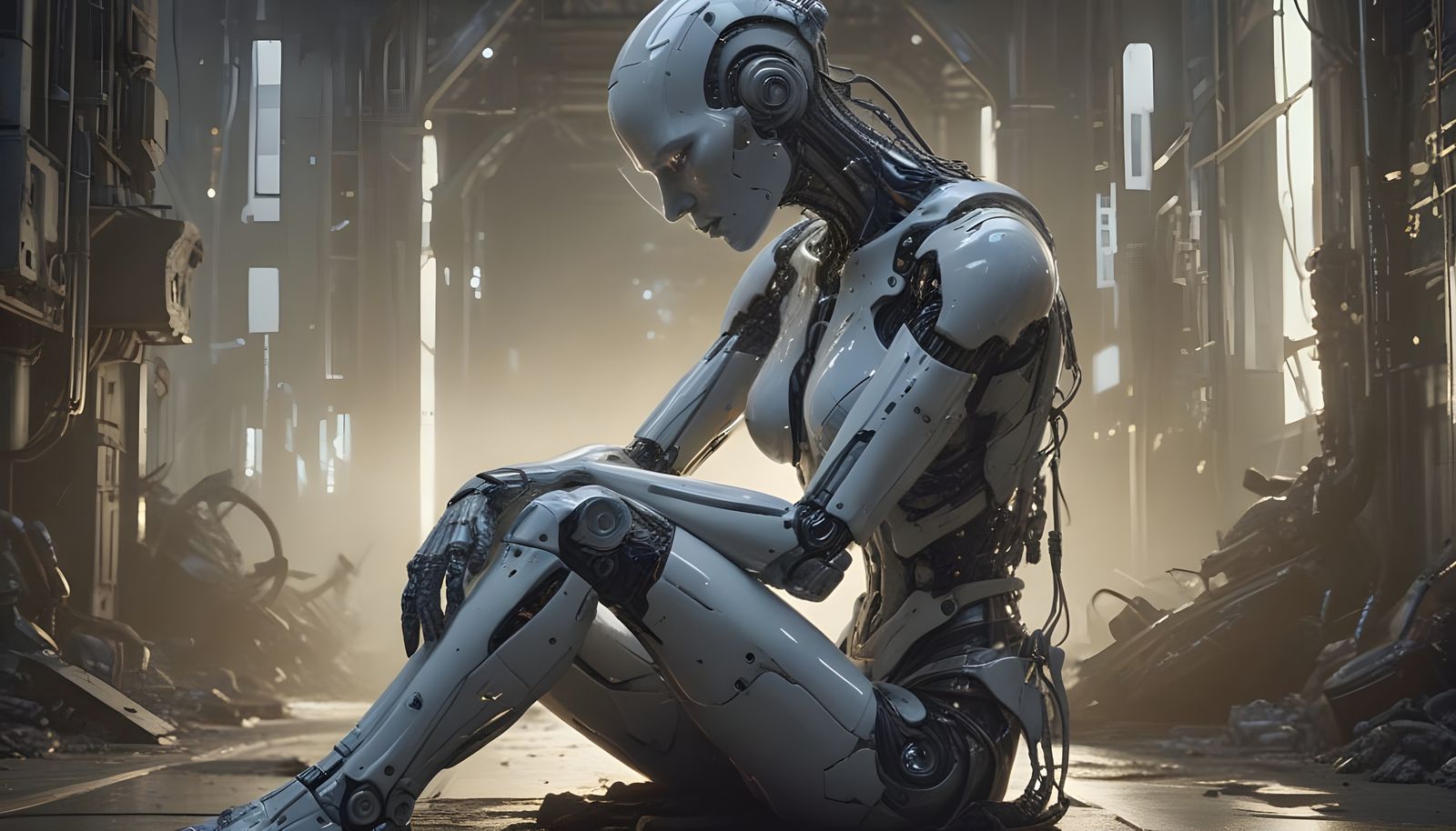 WHITE CYBORG hyperrealism - Cybernetic Being in Hyperrealist...