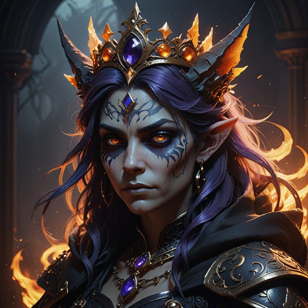 Gothic Goblin Queen in Regal Kingdom Hearts Attire - AI Art