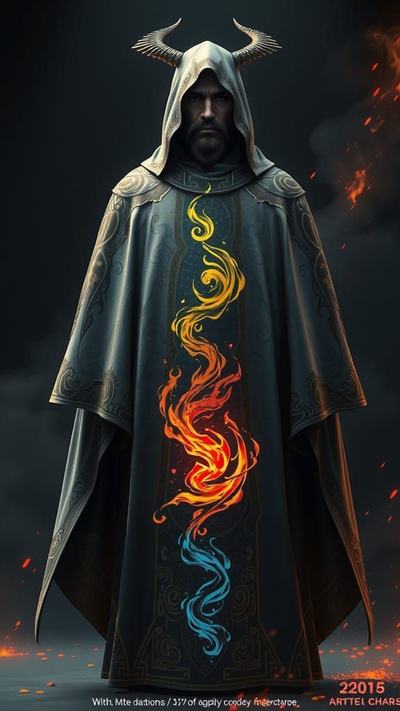 Mystical Elemental Robe in Deep, Rich Colors - AI Art