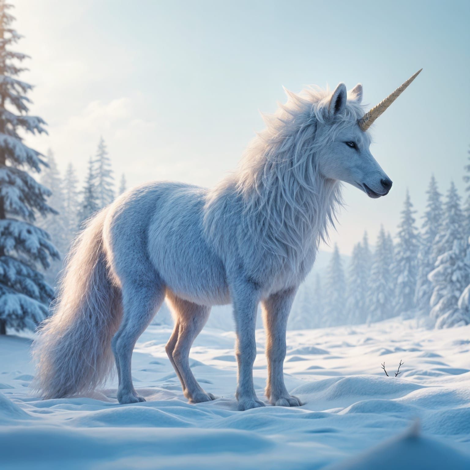 Fantastical Snowy Creature Emerges in Enchanted Wi... - AI Art