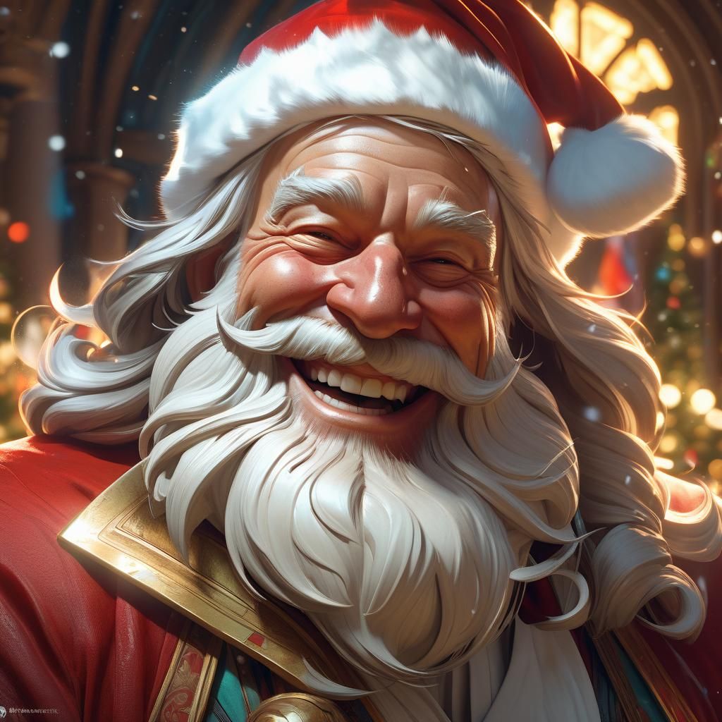 Santa Claus, laughing, head and shoulders portrait, 8k resolution ...