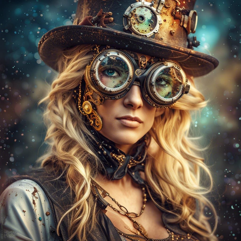 Steampunk Blonde Bombshell - AI Generated Artwork - NightCafe Creator