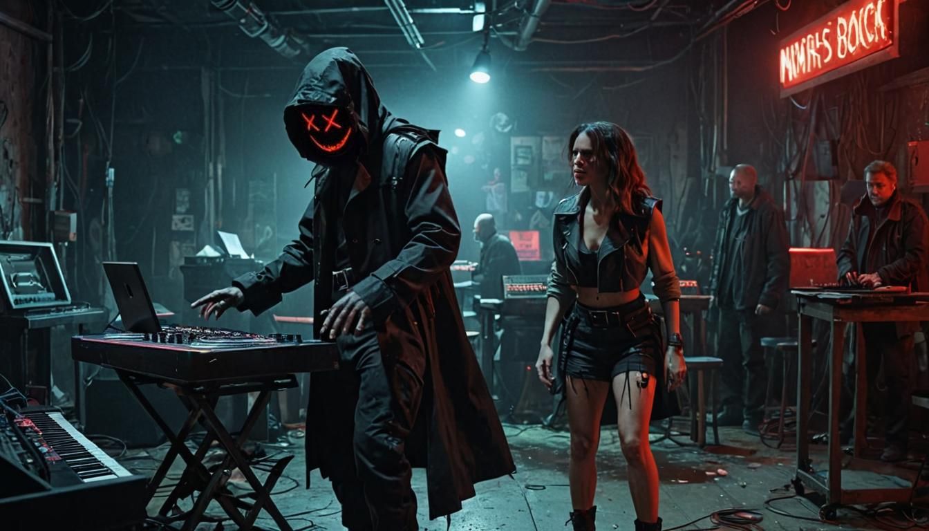 A towering, gaunt hooded figure in a tattered black trench coat ...