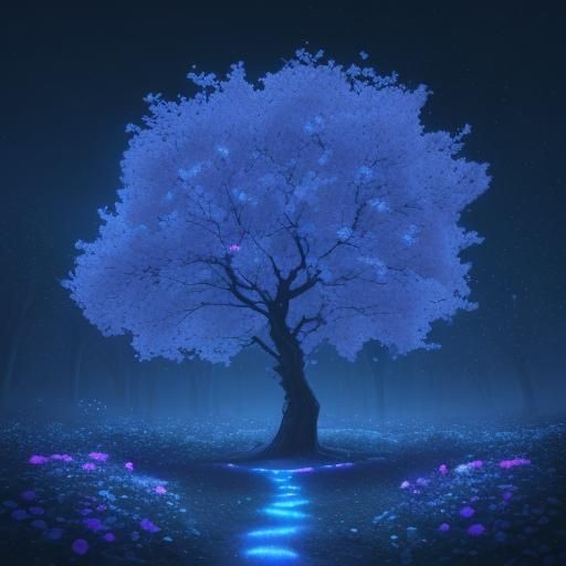 Beautiful bioluminescent forest of roses and cherry tree’s high res 4K ...