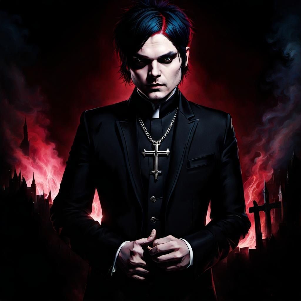 Gerard Way demon priest - AI Generated Artwork - NightCafe Creator