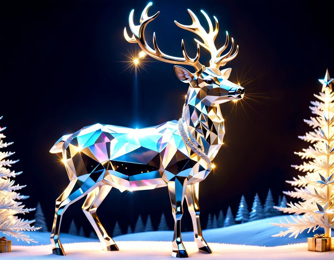 a Giant crystal Rein Deer side on - AI Generated Artwork - NightCafe ...