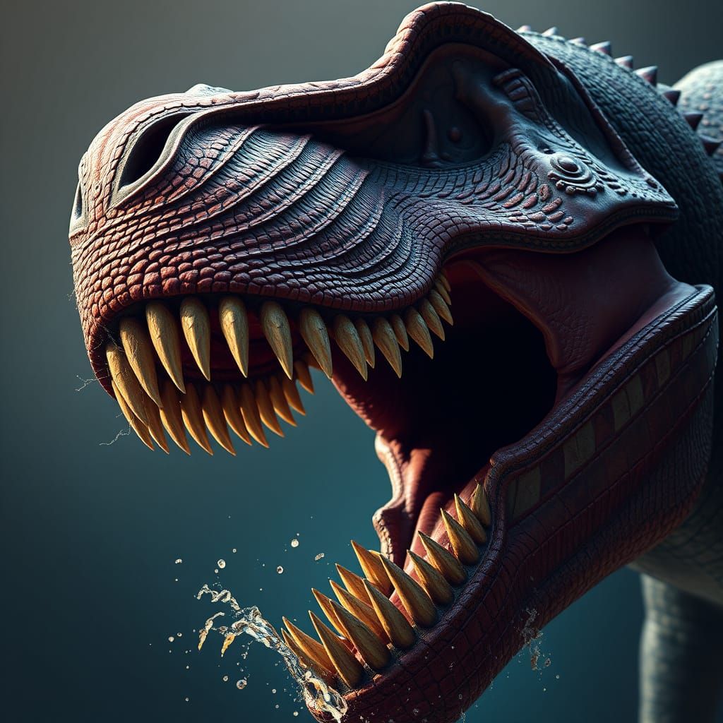 A huge, toothy T-Rex jaw - Fearsome Dinosaur Jaw in Vibrant ...