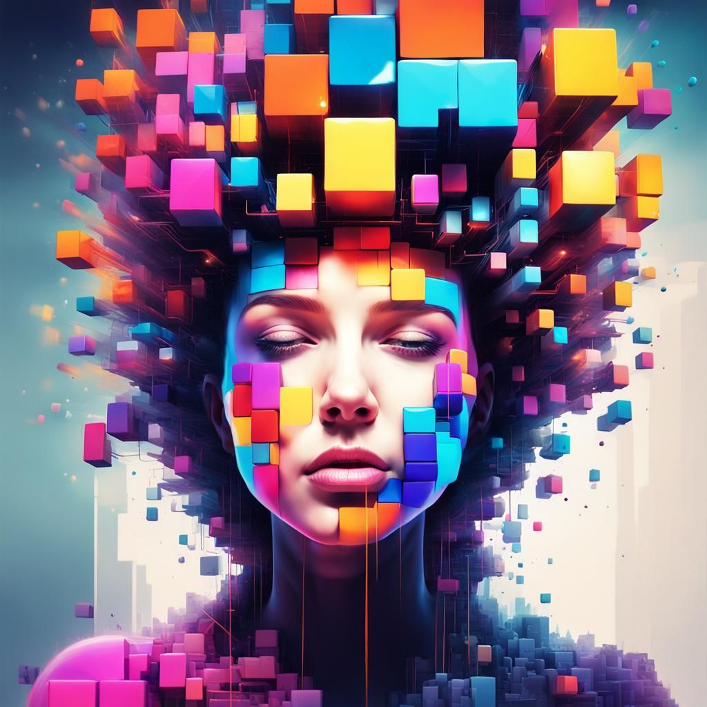 Tetris Headache!! 🛜📴🩷 - AI Generated Artwork - NightCafe Creator