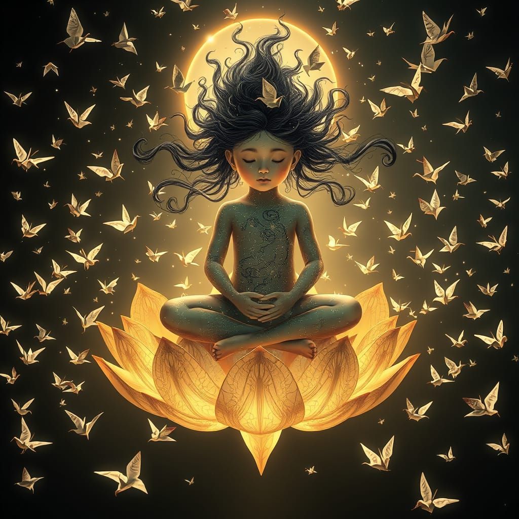 Celestial Child Deity Amidst Ethereal Melodies and... - AI Art