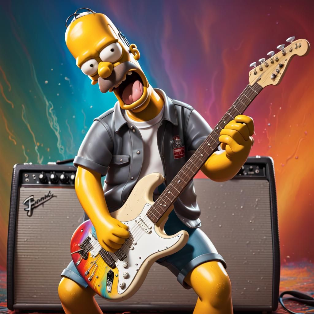 Homer Simpson is rocking out some tunes :) - AI Generated Artwork ...