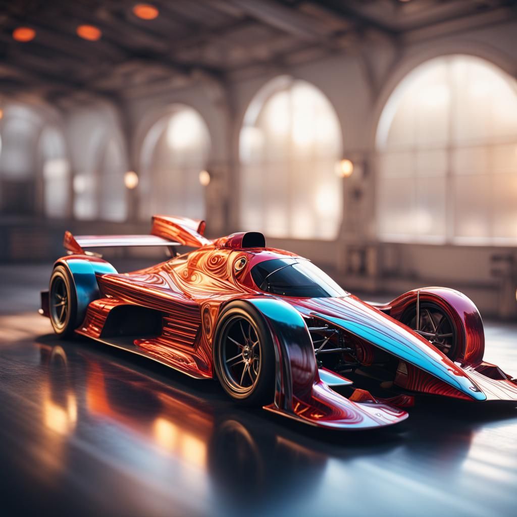 Flamboyant racing car/magnifique arrière plan,flou de bougé, profondeur ...