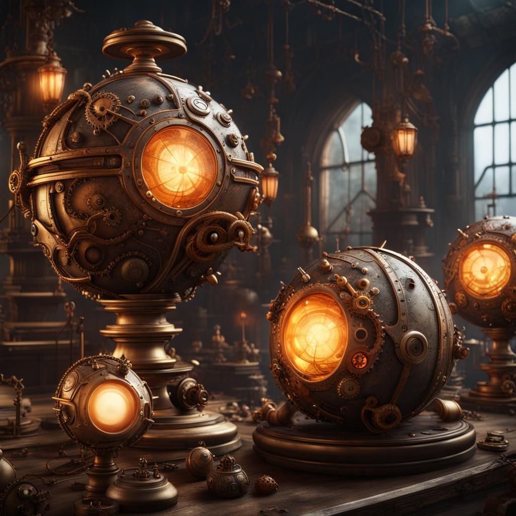 Steampunk dragon balls - AI Generated Artwork - NightCafe Creator