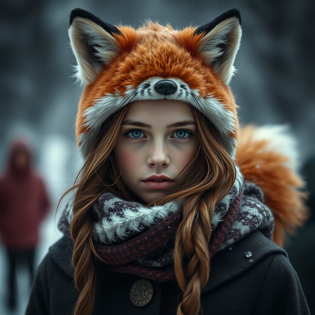 Foxy - Foxy Winter Beauty in Hyperrealistic Style