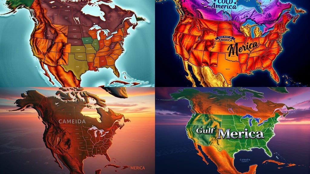 Fantastical North America Map in Vibrant Colors - AI Art