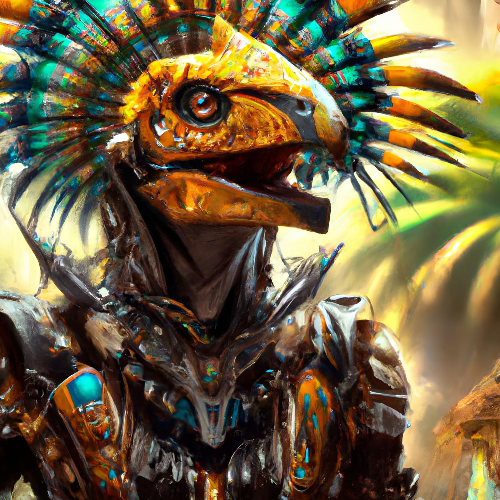 Dino Aztec Warrior - AI Generated Artwork - NightCafe Creator