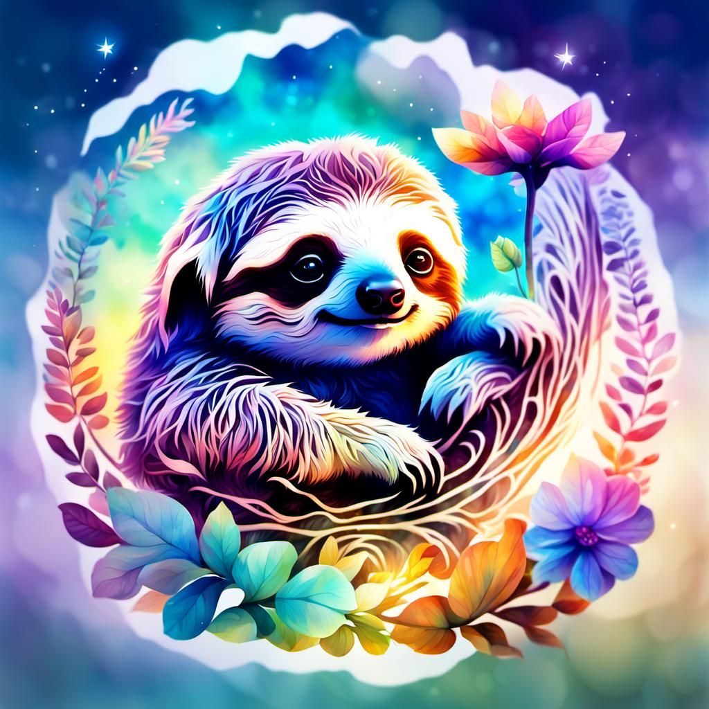 Cosmic magic adorable fluffy sloth cub. #1 - AI Generated Artwork ...