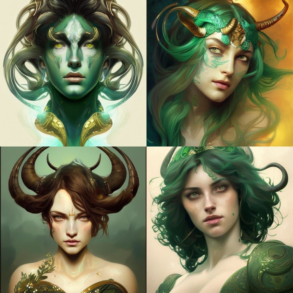 Beautiful Zodiac sign taurus with green eyes - AI Generated Artwork ...