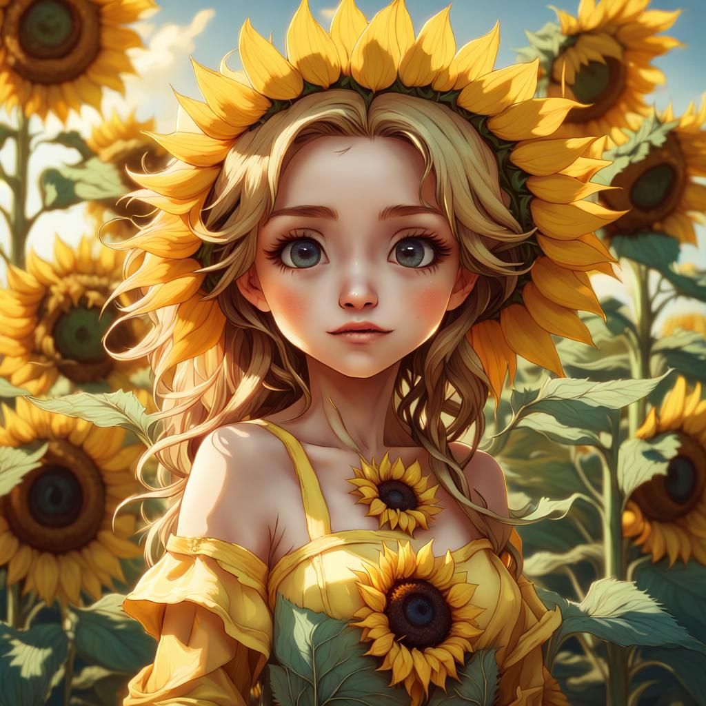 Sunflower child - AI Generated Artwork - NightCafe Creator