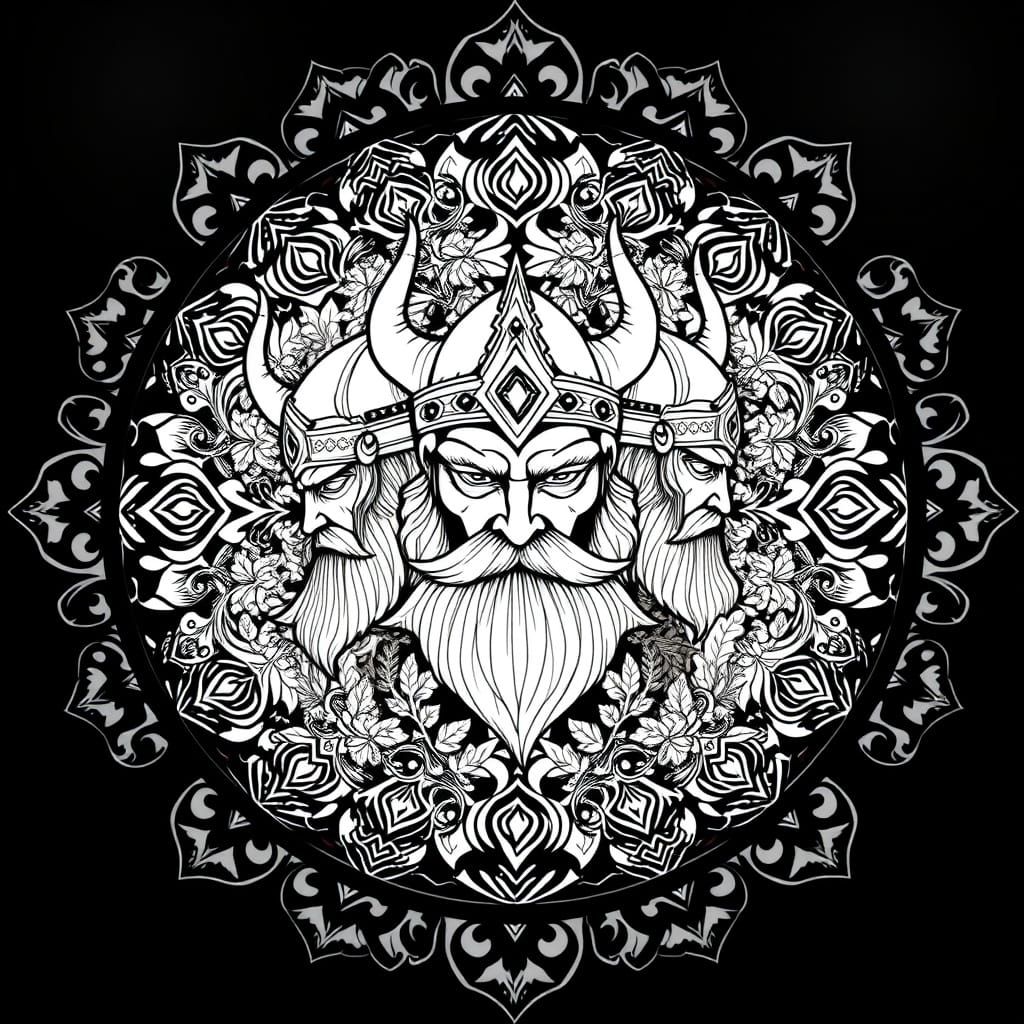 An intricate Viking mandala design - Viking Mandala in Ornat...