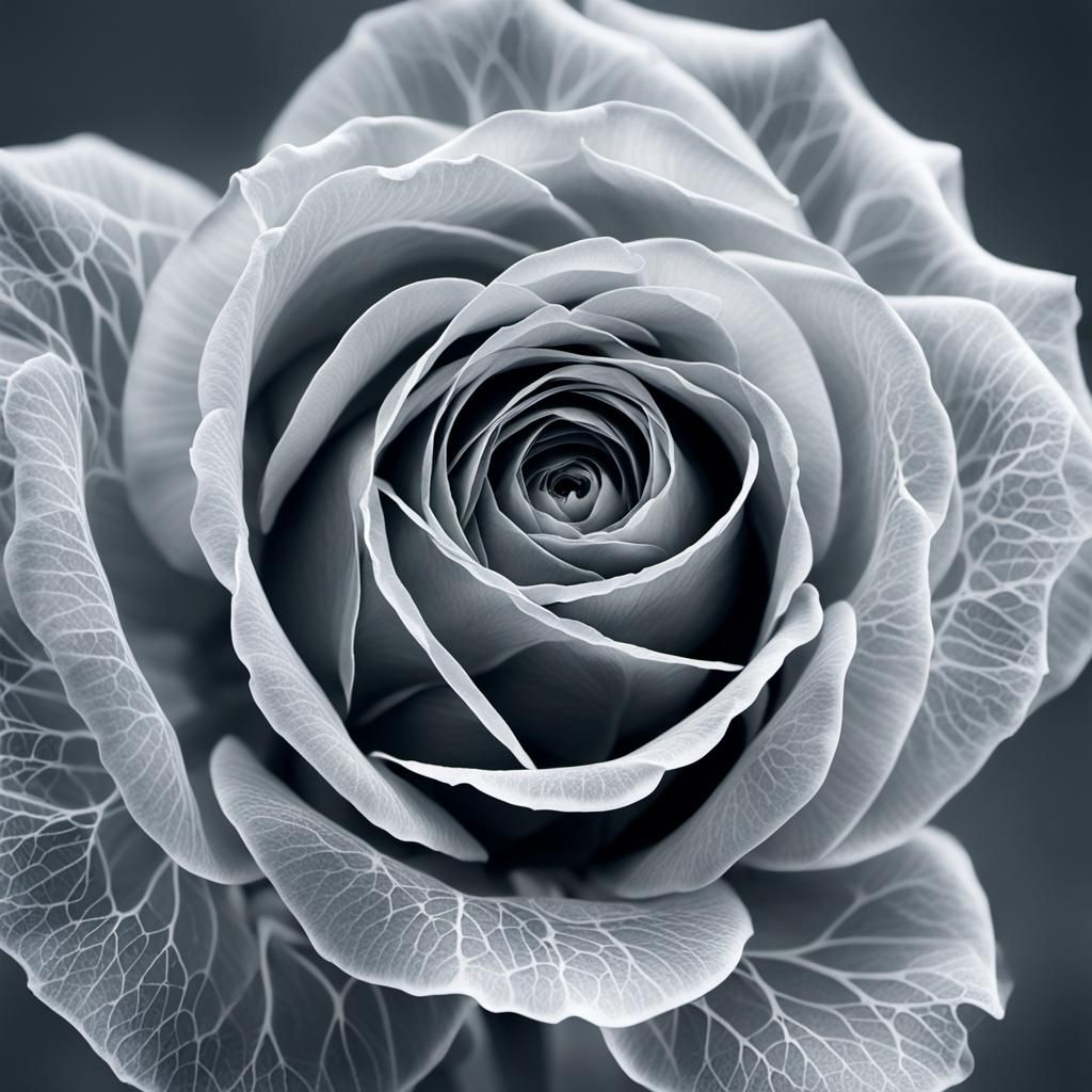 x-ray of a transparent rose, x-ray of a rose shows the entire soft grey ...
