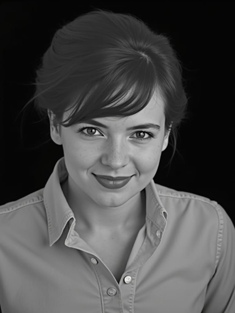 Monochrome Portrait of a Brunette in Classic Style - AI Art