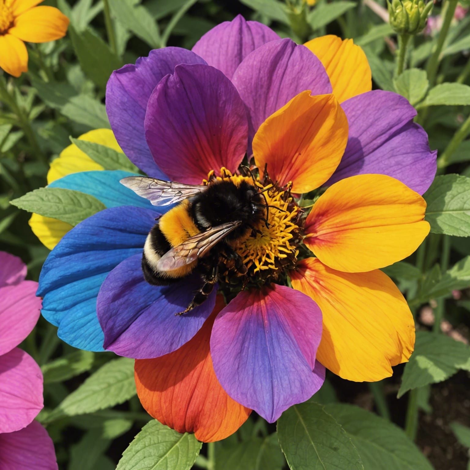 Bumblebee and Flower 2 - AI Generated Artwork - NightCafe Creator