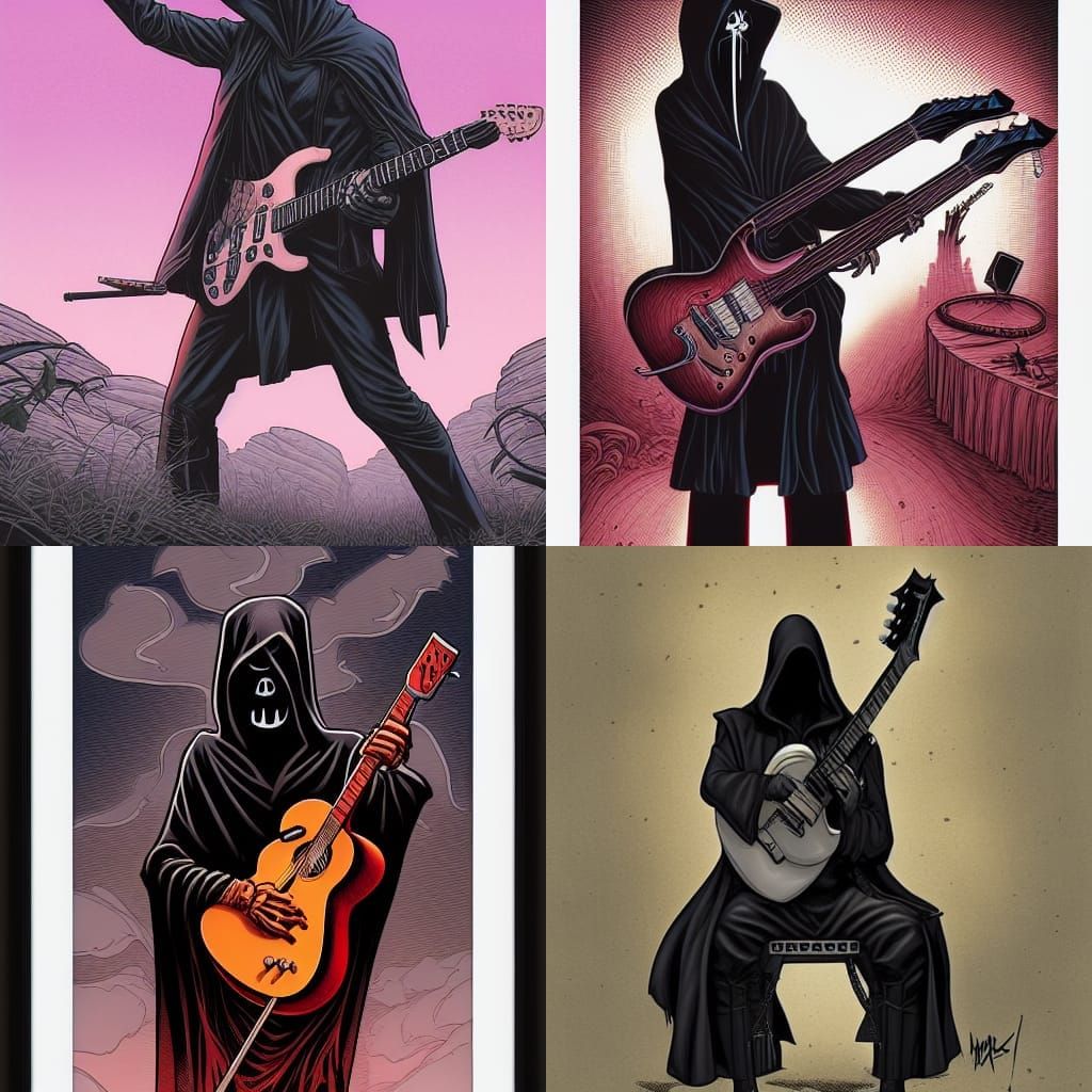 grim reaper playing guitar - AI Generated Artwork - NightCafe Creator