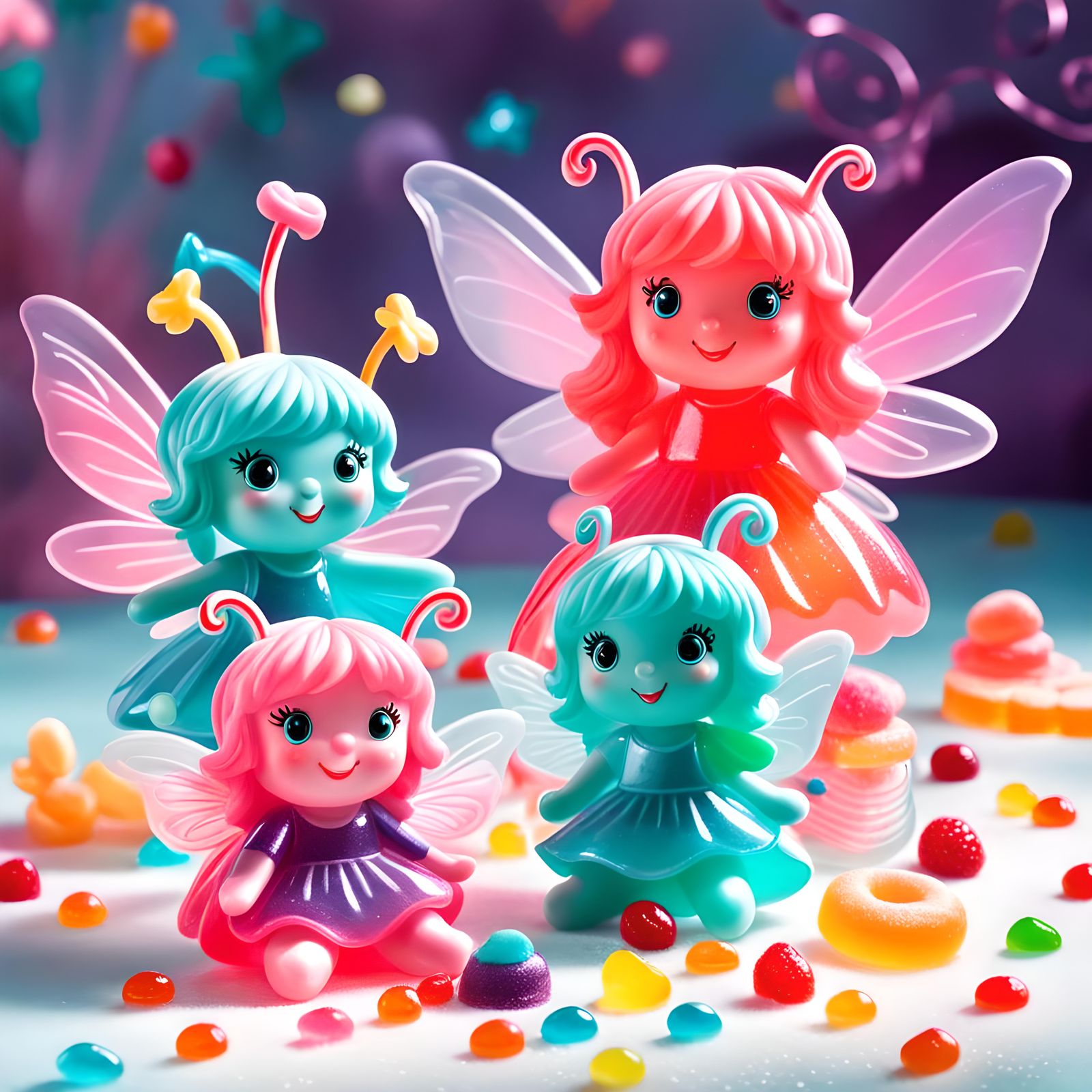 Gummy Candy Fairies (2) - AI Generated Artwork - NightCafe Creator