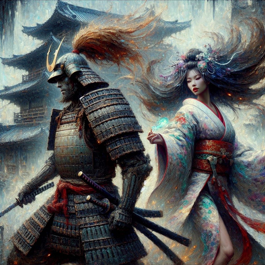 (action painting) The image is of Royal Garden of a Japanese Royal ...