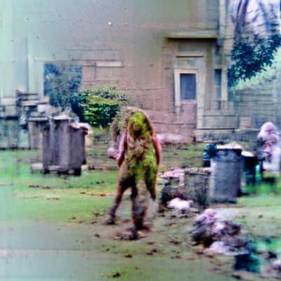 Slow-Moving Zombie in a Cemetery Yard - AI Art