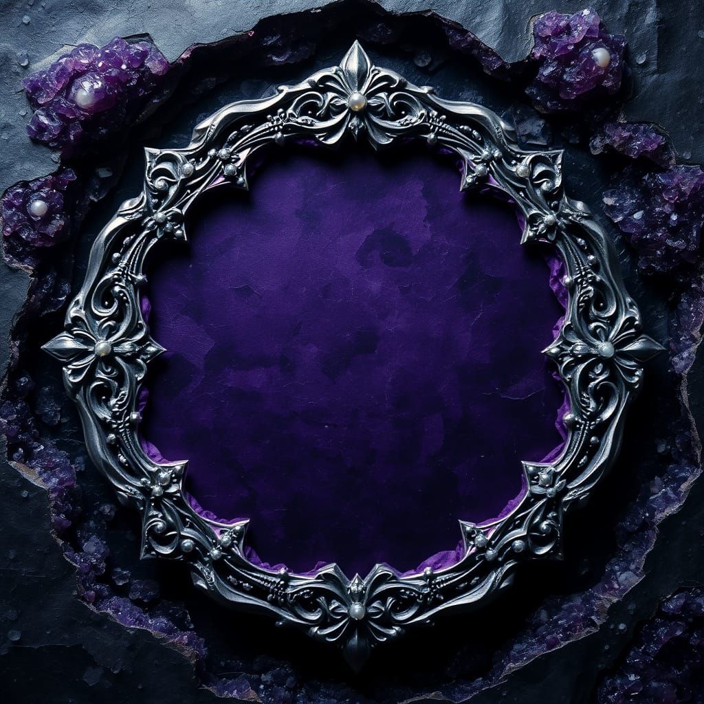 Ethereal Amethyst Frame with Pearls and Diamonds - AI Art