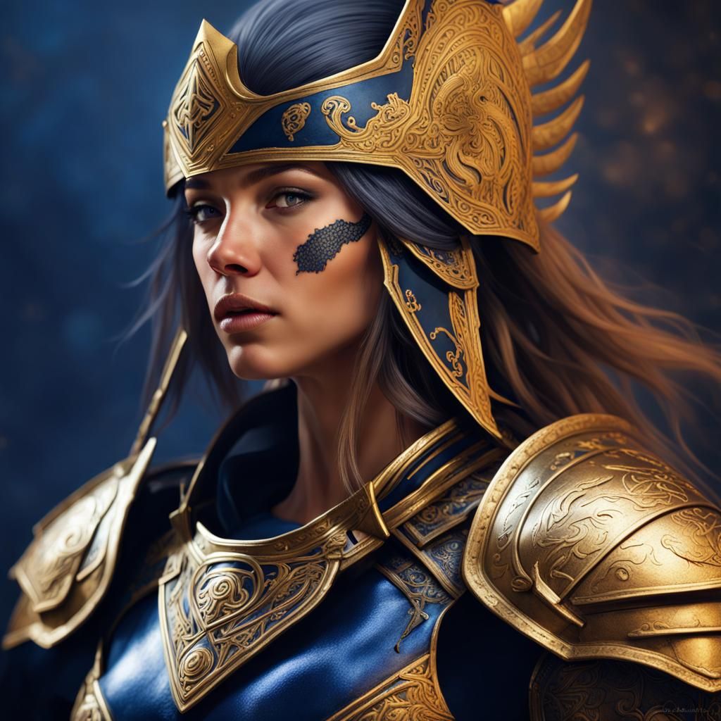 beautiful female warrior - Detailed Female Warrior in Gold a...