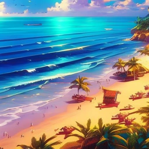 Beautiful beach - AI Generated Artwork - NightCafe Creator