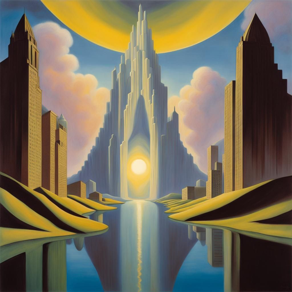 Georgia O'Keefe, Wayne Barlowe Shining City on a Hill, water, organic ...