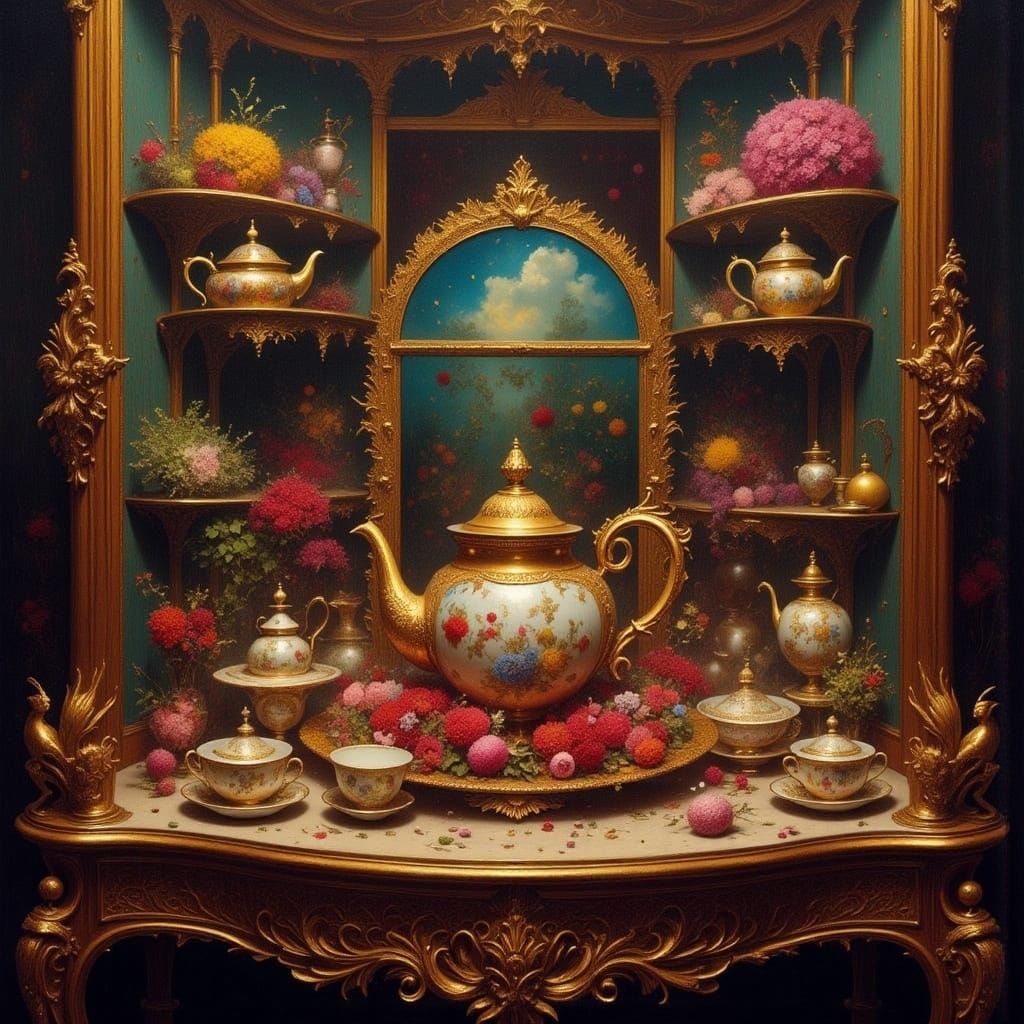 Tea Set, Proudly Displayed - Luxurious Baroque Tea Set in Op...