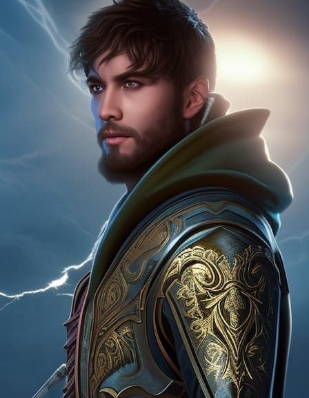 A handsome young man detailed fantasy poster art a masterpiece, 8k ...