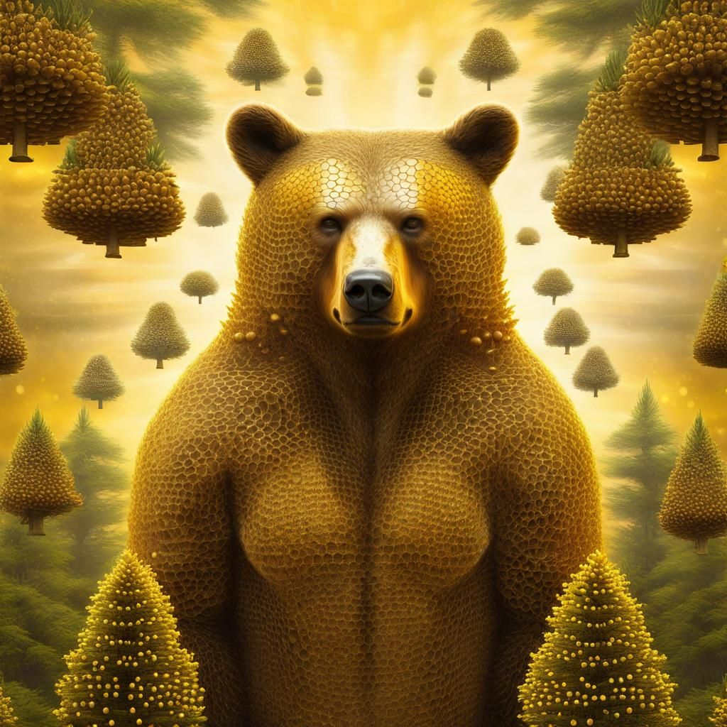 Bear+Pines+honey by ascii bees and honeycomb Symmetrical Bearface by ...