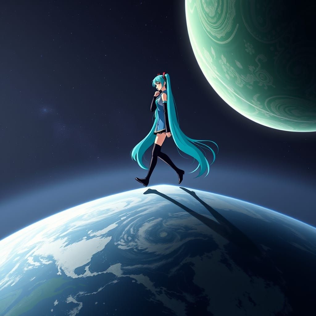 Space Giantess Hatsune Miku 2 - Gigantic Space Giantess Miku...