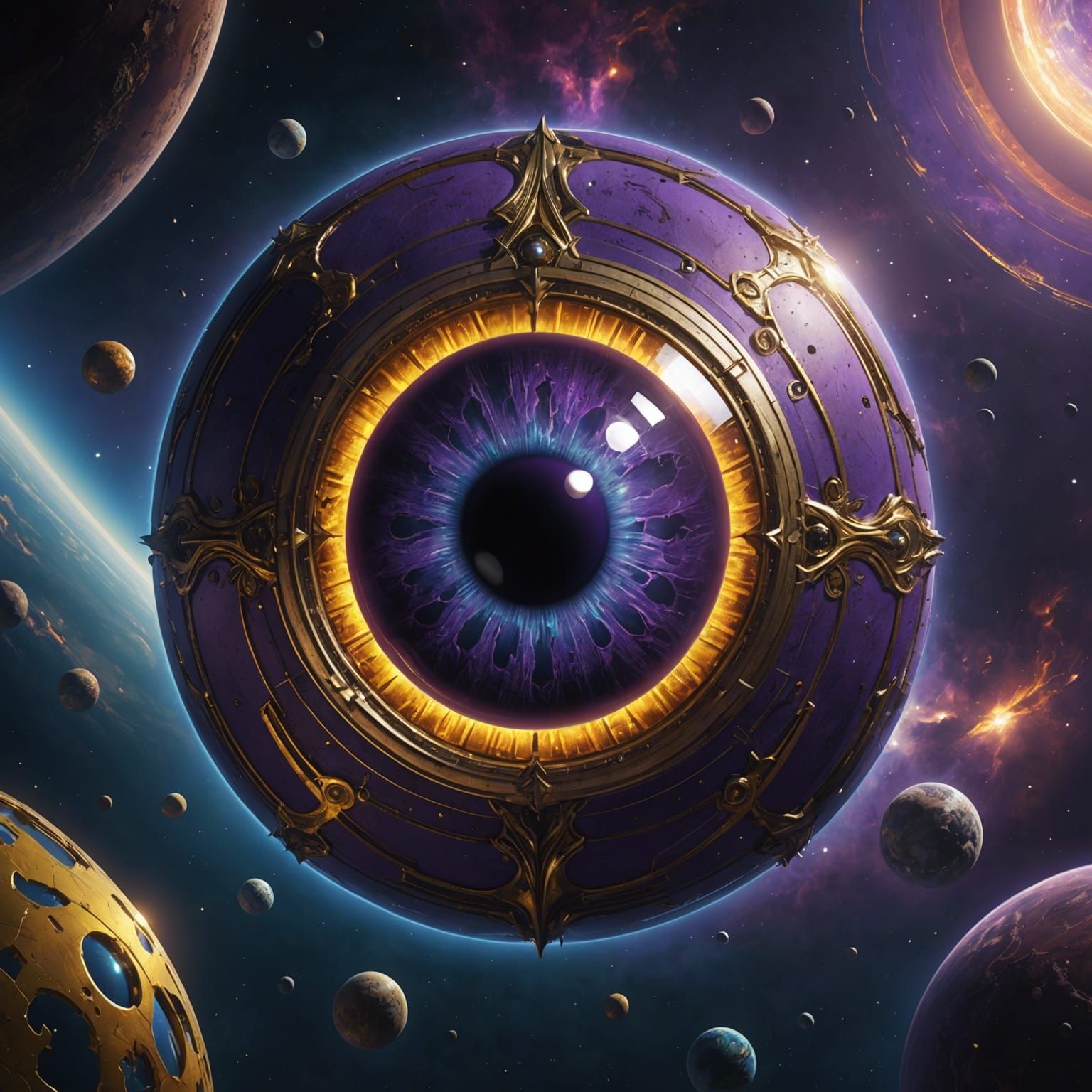 A planet-sized eyeball floating in space a masterpiece, 8k resolution ...