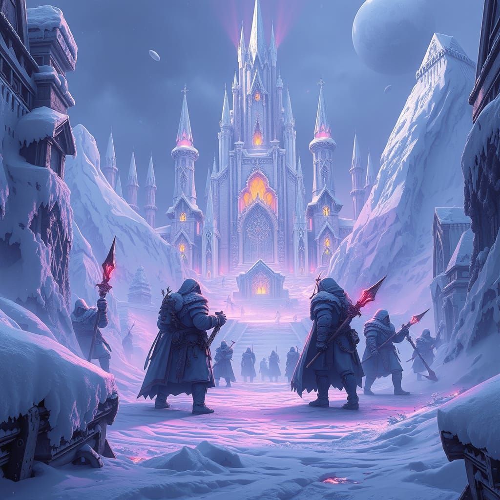 Epic Dark Fantasy Snow Castle Concept Art - AI Art