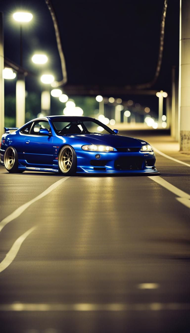 custom nissan silvia s15 under a freeway at night - AI Generated ...