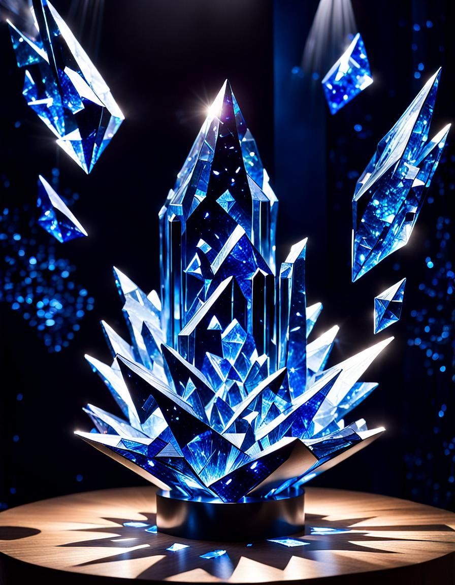 Magic flow, Shattered reality, each piece displays a cosmic blue ...