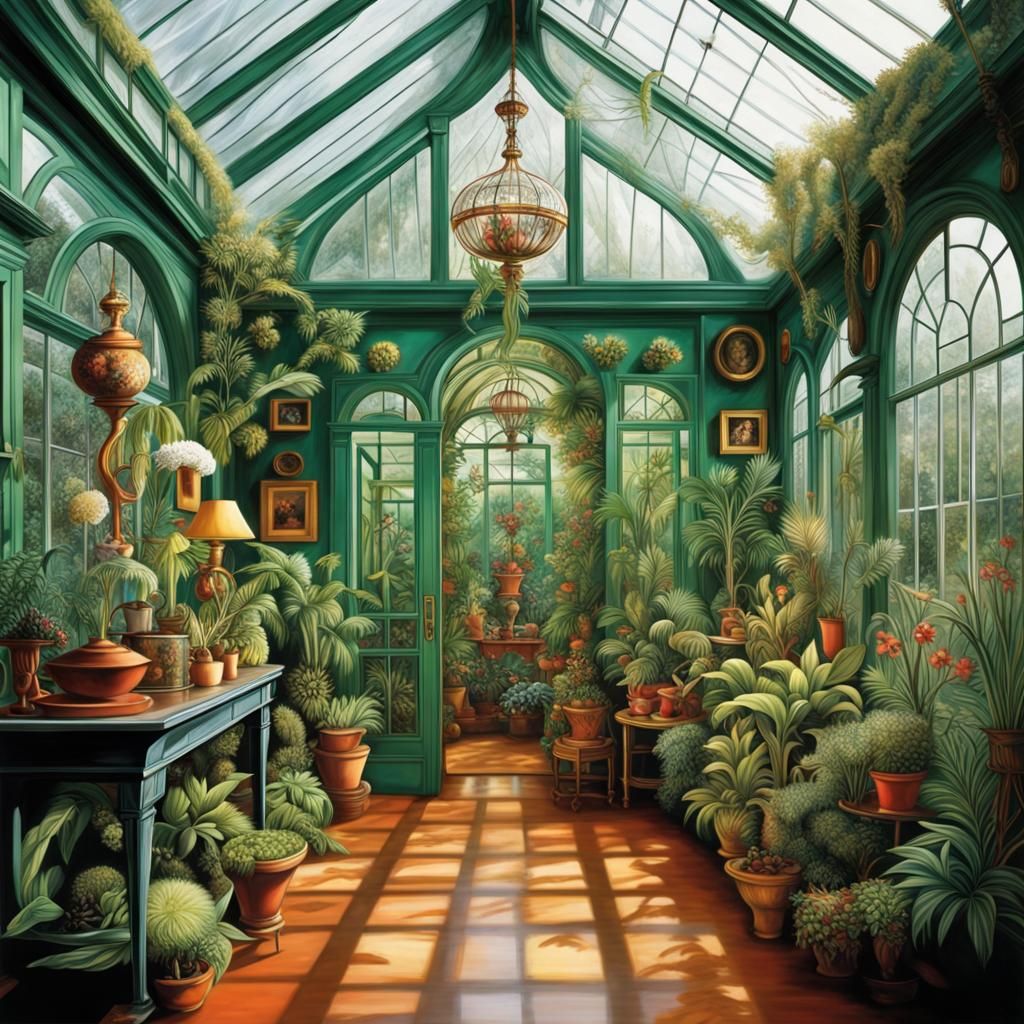 TERRARIUM ELABORATE GREENHOUSE - AI Generated Artwork - NightCafe Creator
