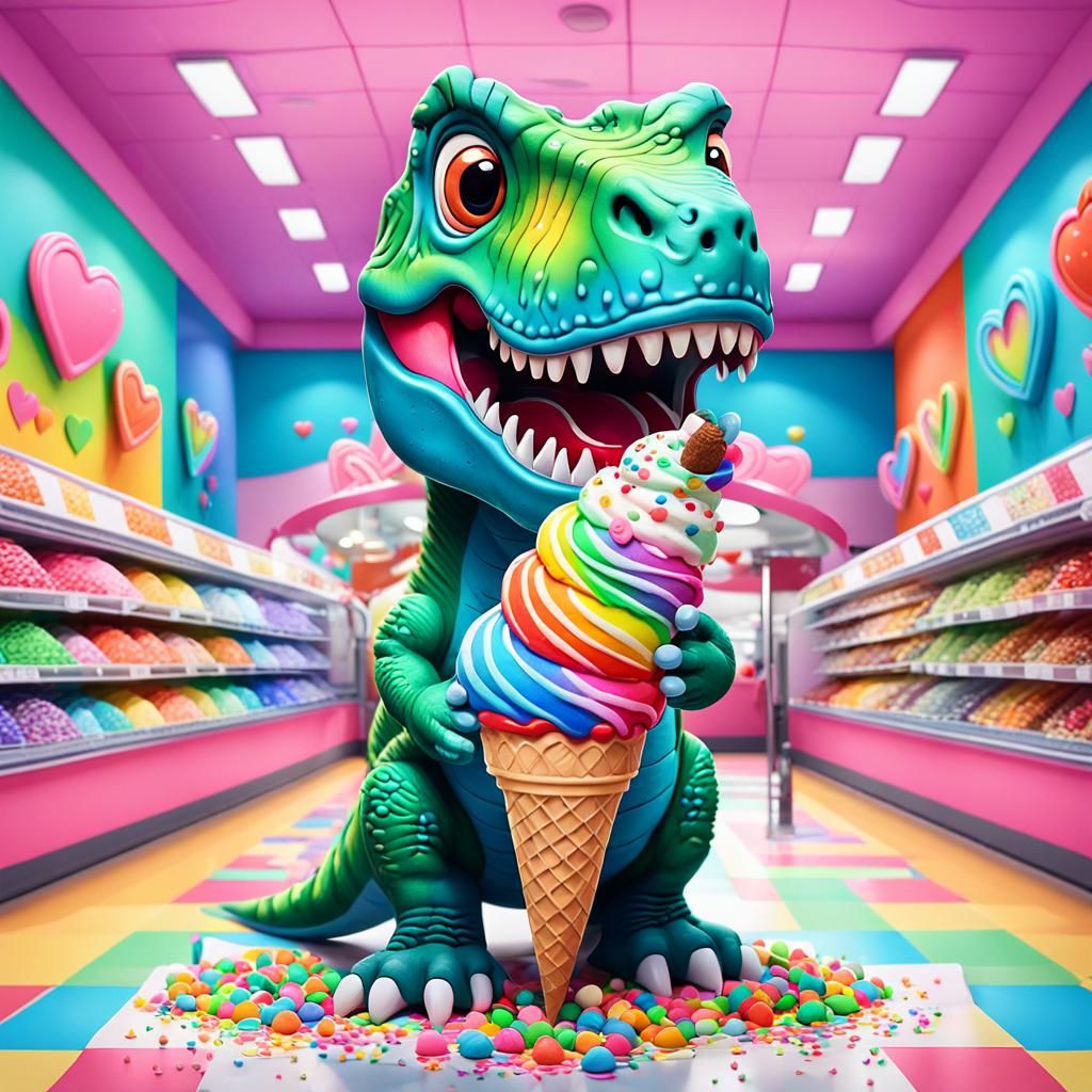 chibi style, in shopping mall candy icecream shop,... - AI Art