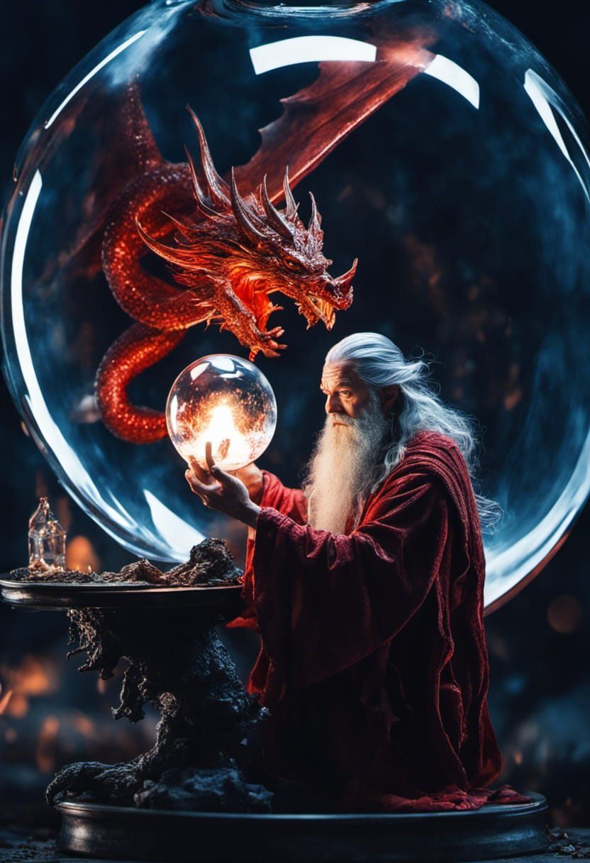 Gandalf Casting Dragon Spells - AI Generated Artwork - NightCafe Creator