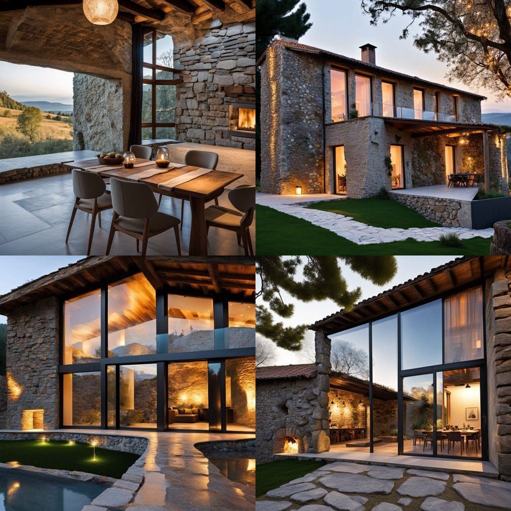 Rustic Stone Home Renovation in Modern Style with ... - AI Art