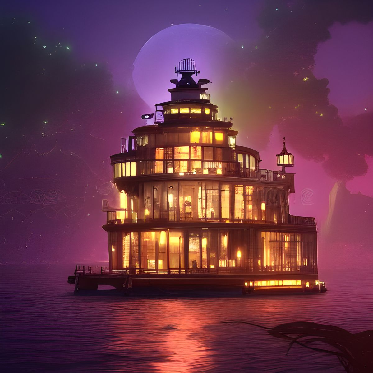 Art-Deco Floating Hotel - AI Generated Artwork - NightCafe Creator