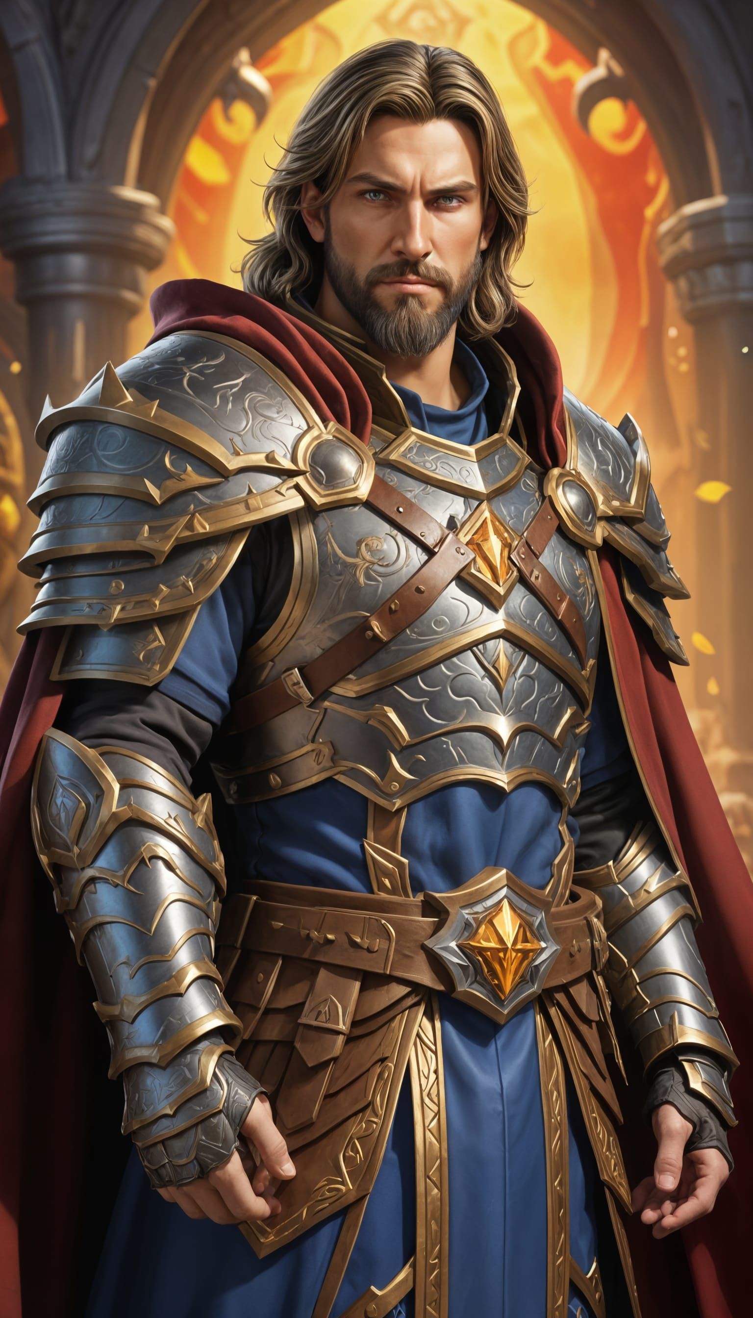 Paladin Warrior in Leather Armor, Warcraft Style - AI Art